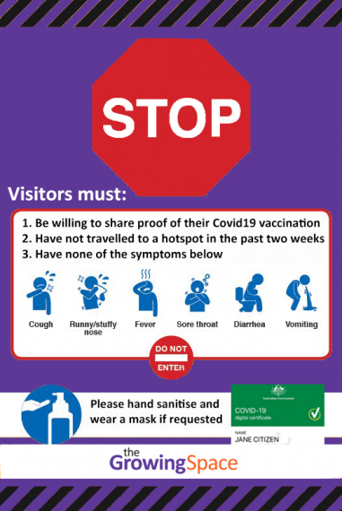 A sign for your door or workplace – COVID-19 – The Growing Space